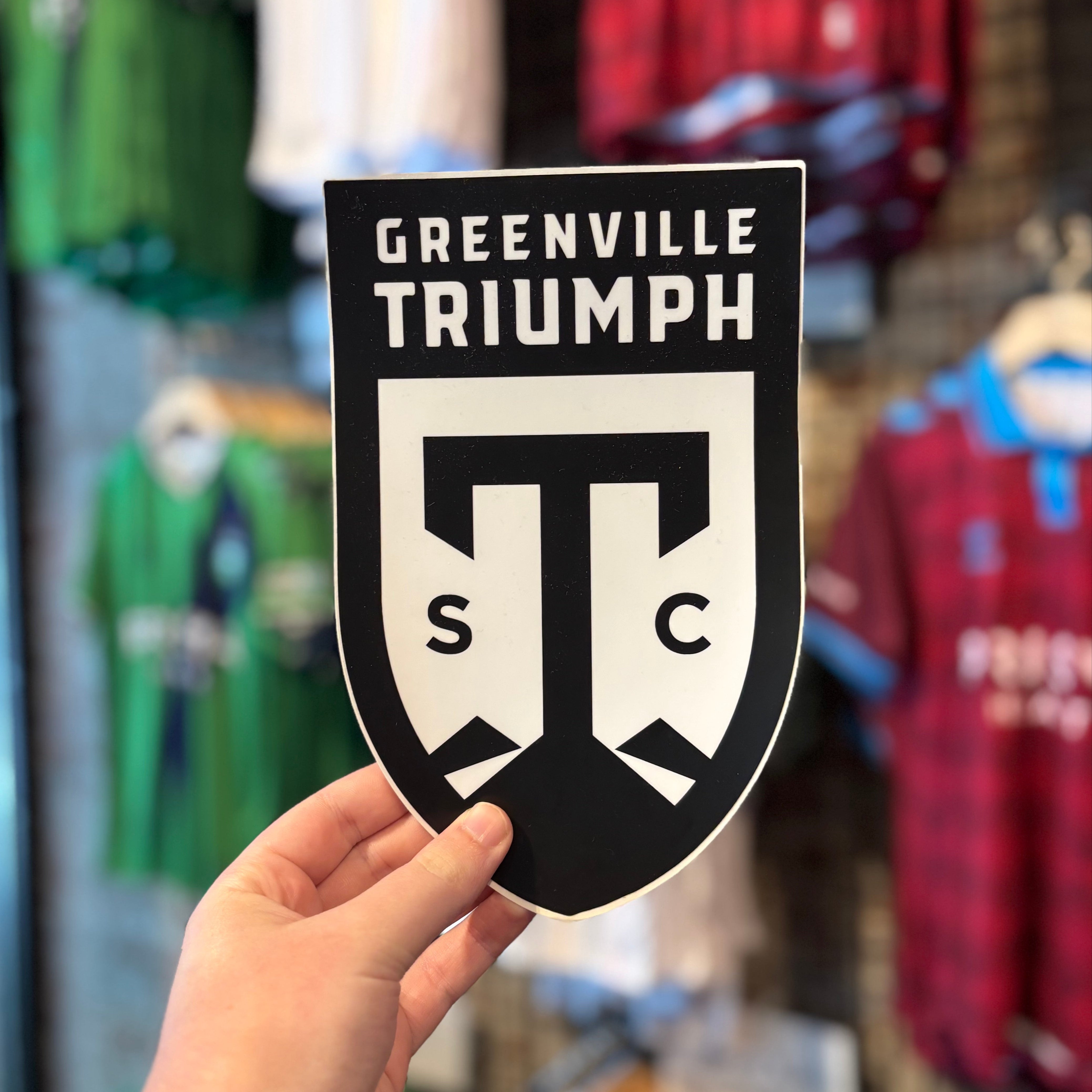 Jumbo Black-and-White Triumph Crest Sticker – Greenville Triumph SC